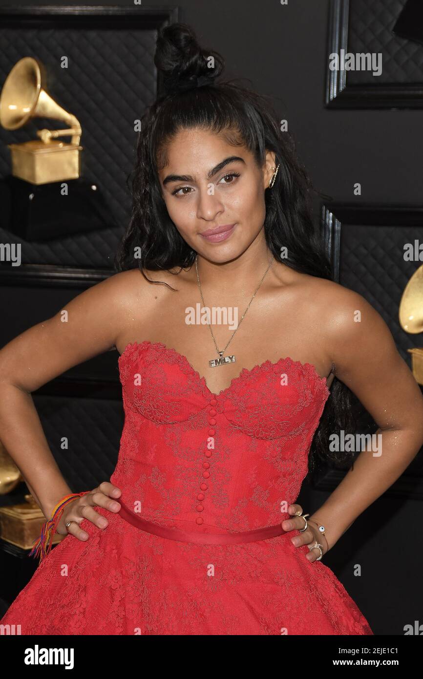 Jessie Reyez arrives at the 62nd Annual Grammy Awards red carpet held at the Staples Center on ...