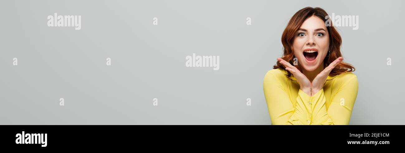 Horizontal banner excited woman hi-res stock photography and images - Alamy