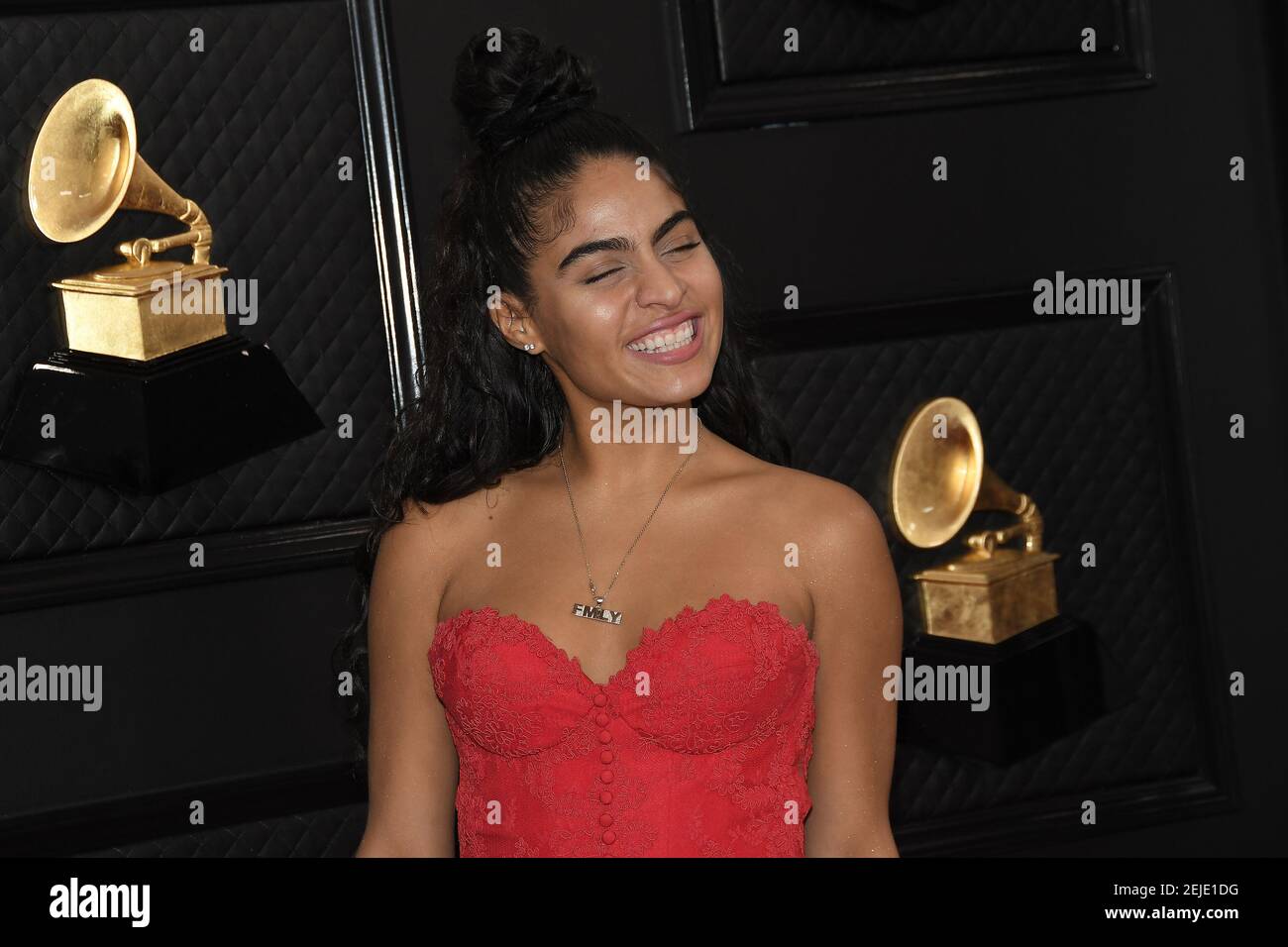 Jessie Reyez arrives at the 62nd Annual Grammy Awards red carpet held at the Staples Center on ...