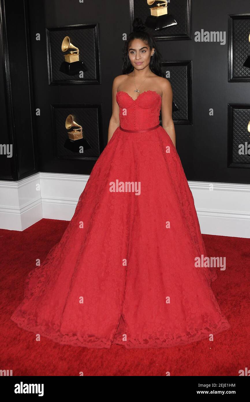Jessie Reyez arrives at the 62nd Annual Grammy Awards red carpet held at the Staples Center on ...