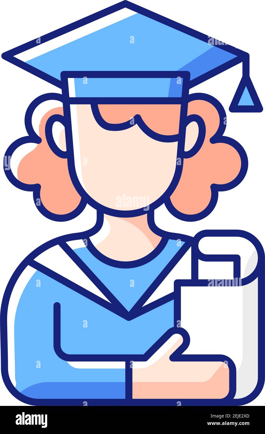Female student RGB color icon Stock Vector Image & Art - Alamy