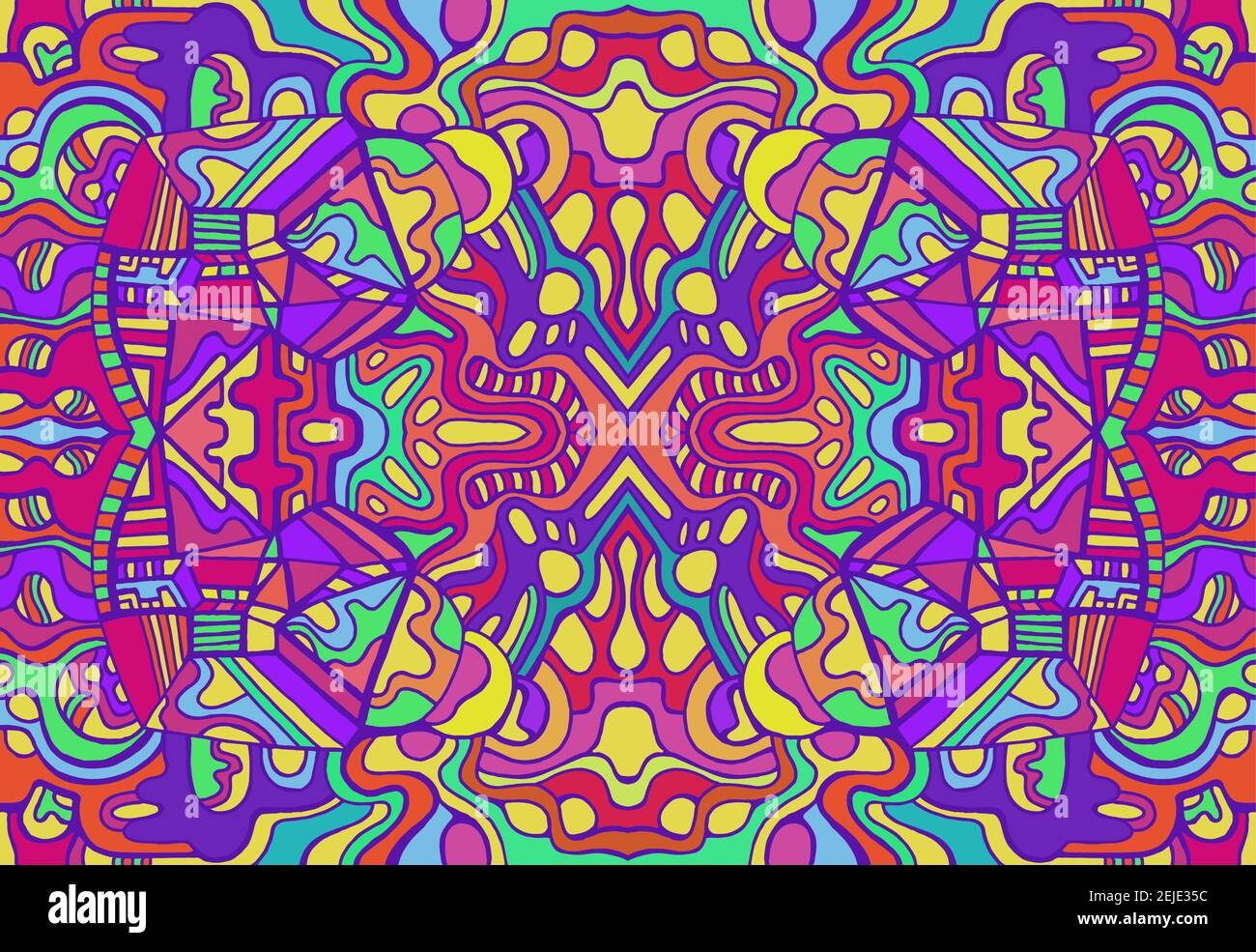 Fantastic colorful cartoon psychedelic doodle style background with ...