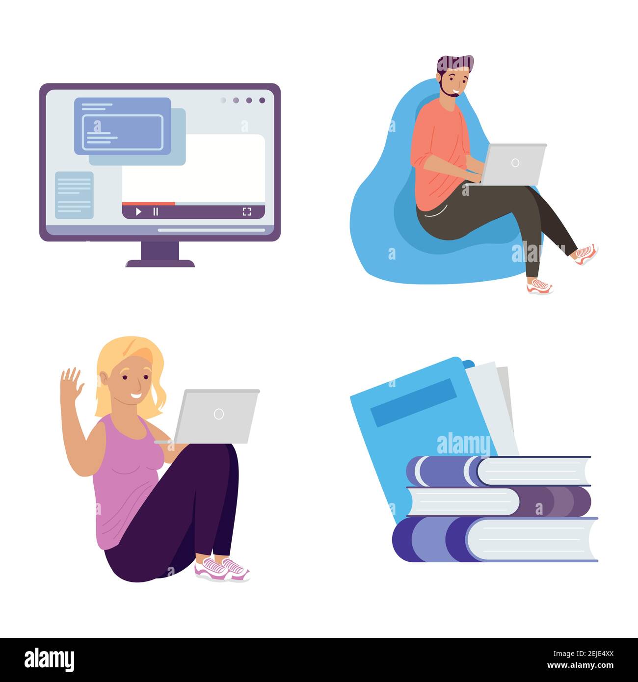 Students using computers Stock Vector Images - Alamy