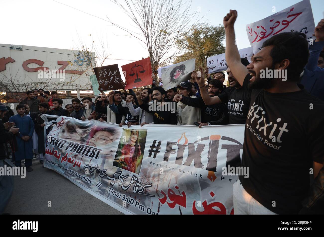 A local NGO Fixit workers protesting against seven-years-old girl ...