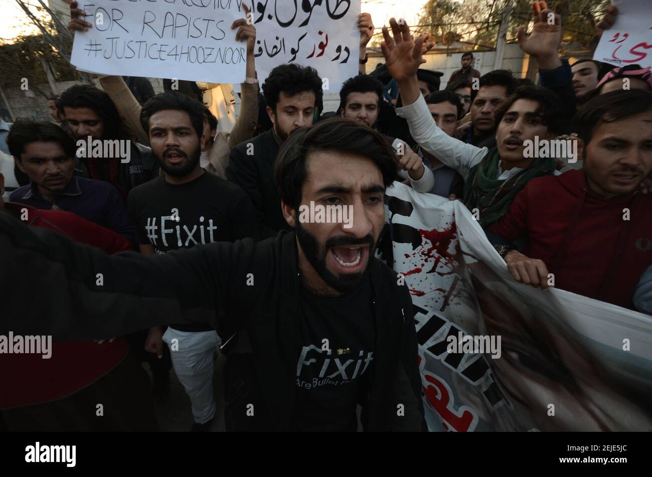 A local NGO Fixit workers protesting against seven-years-old girl ...