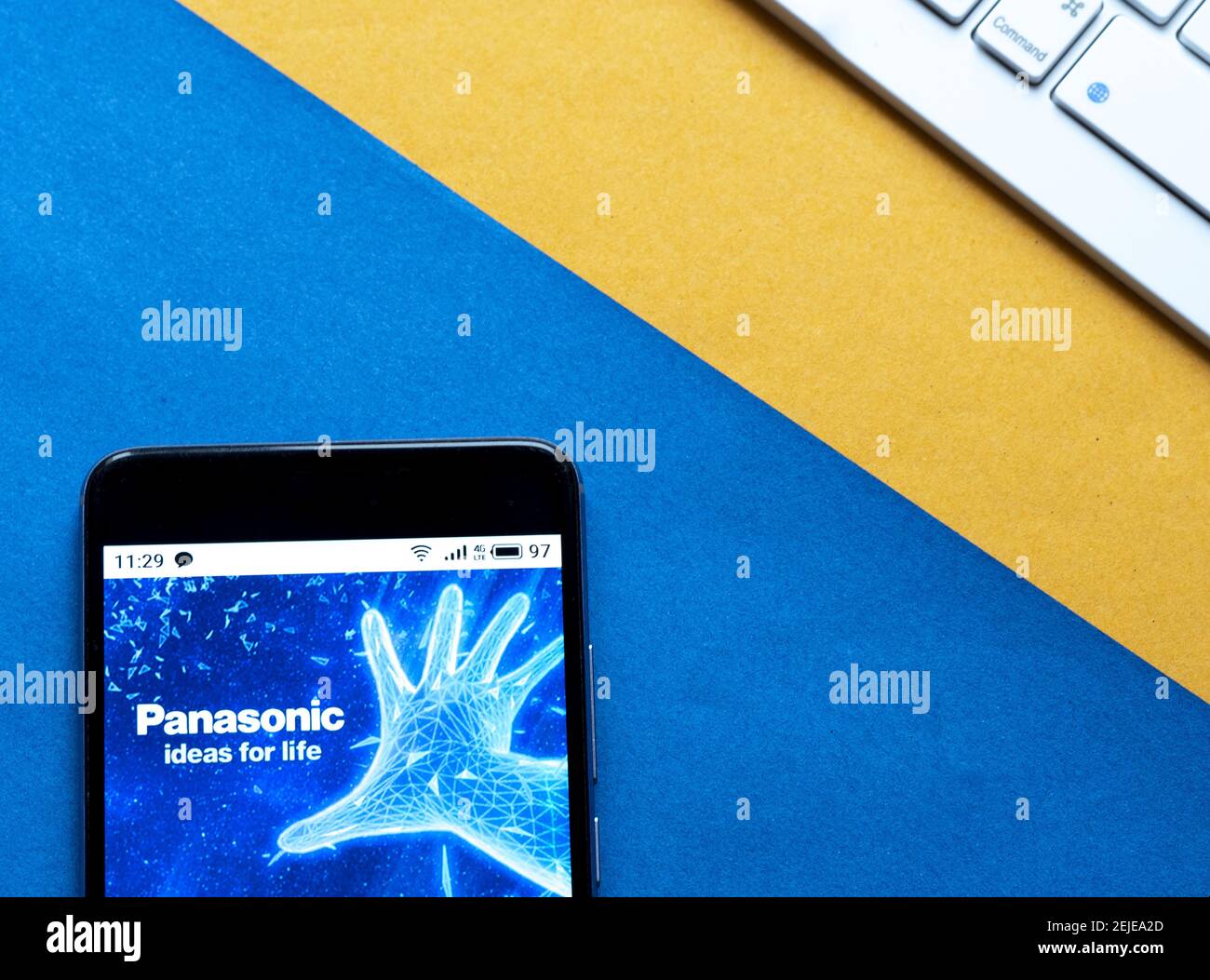 In this photo illustration a Panasonic logo seen displayed on a ...