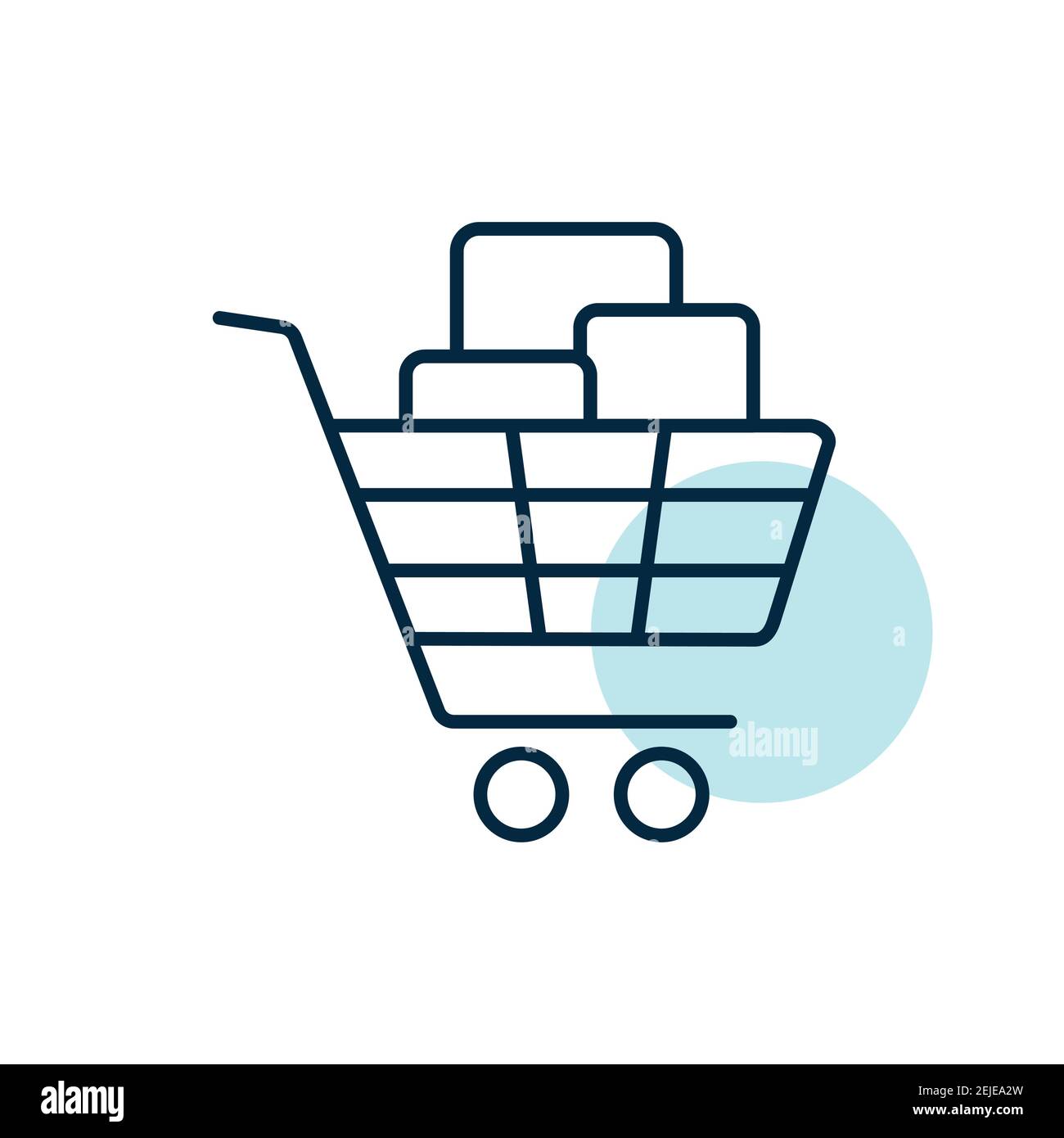 Shopping cart with boxes icon. E-commerce sign. Graph symbol for your ...