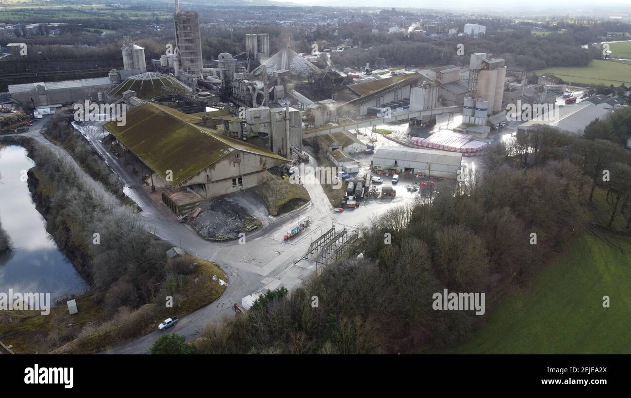 Large limestone quarry and cement factory in clitheroe, Lancashire ...