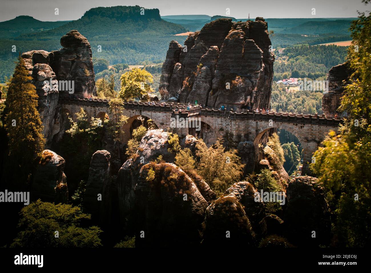 Magnificent view of the Bastei bridge Stock Photo - Alamy