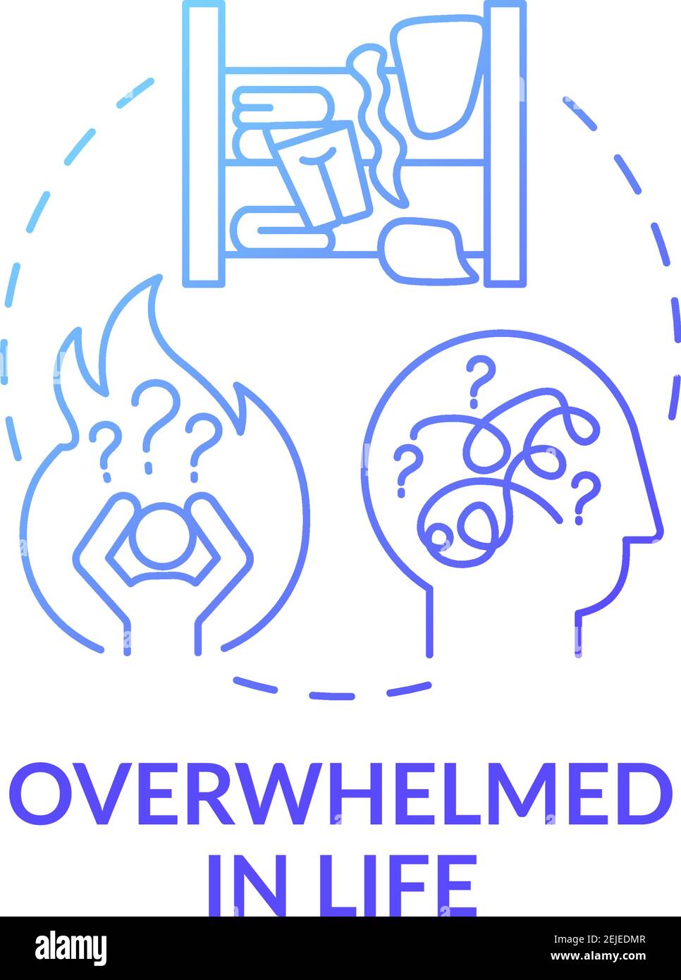 Overwhelmed person in life blue gradient concept icon Stock Vector ...