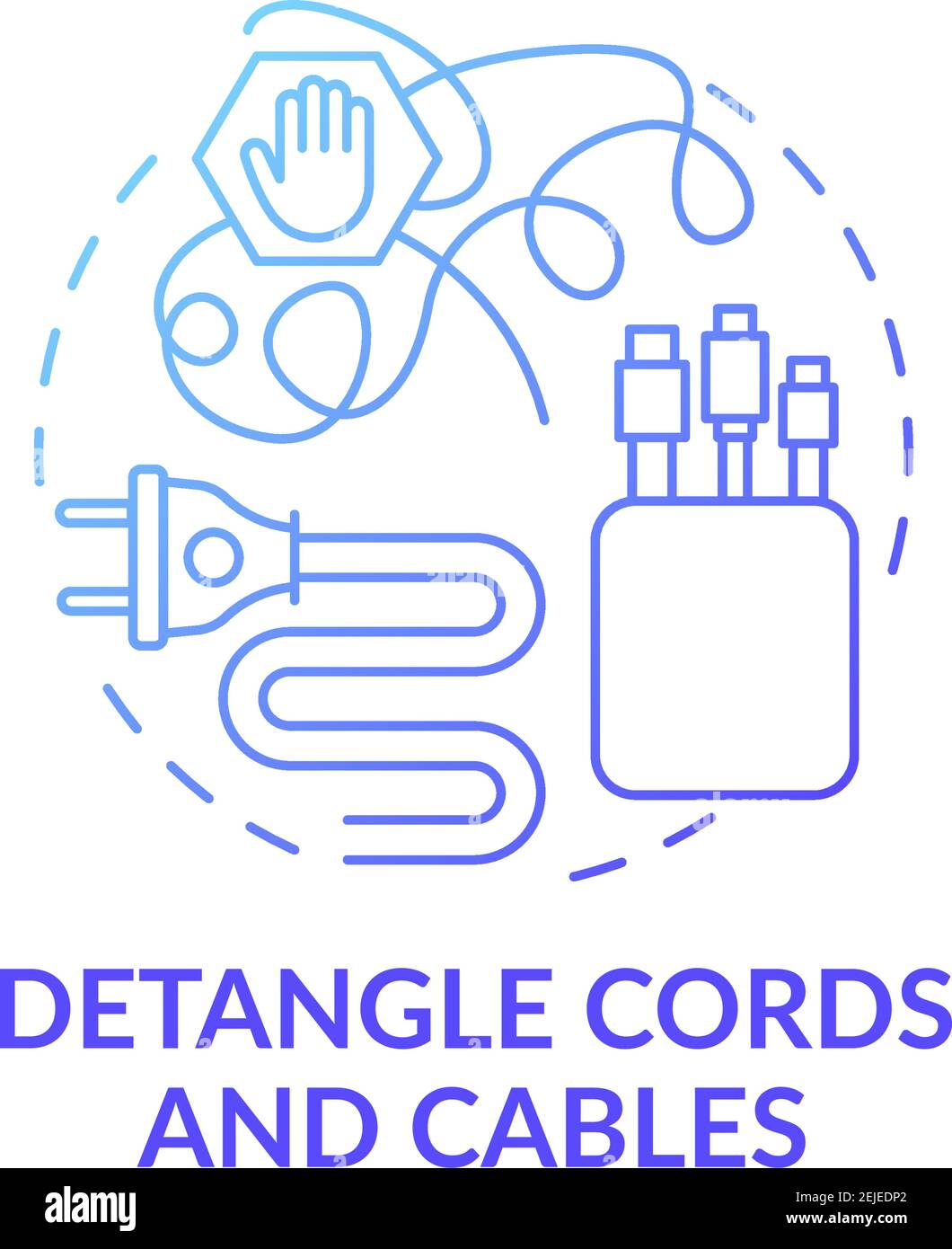 Detangle cords and cables blue gradient concept icon Stock Vector Image ...