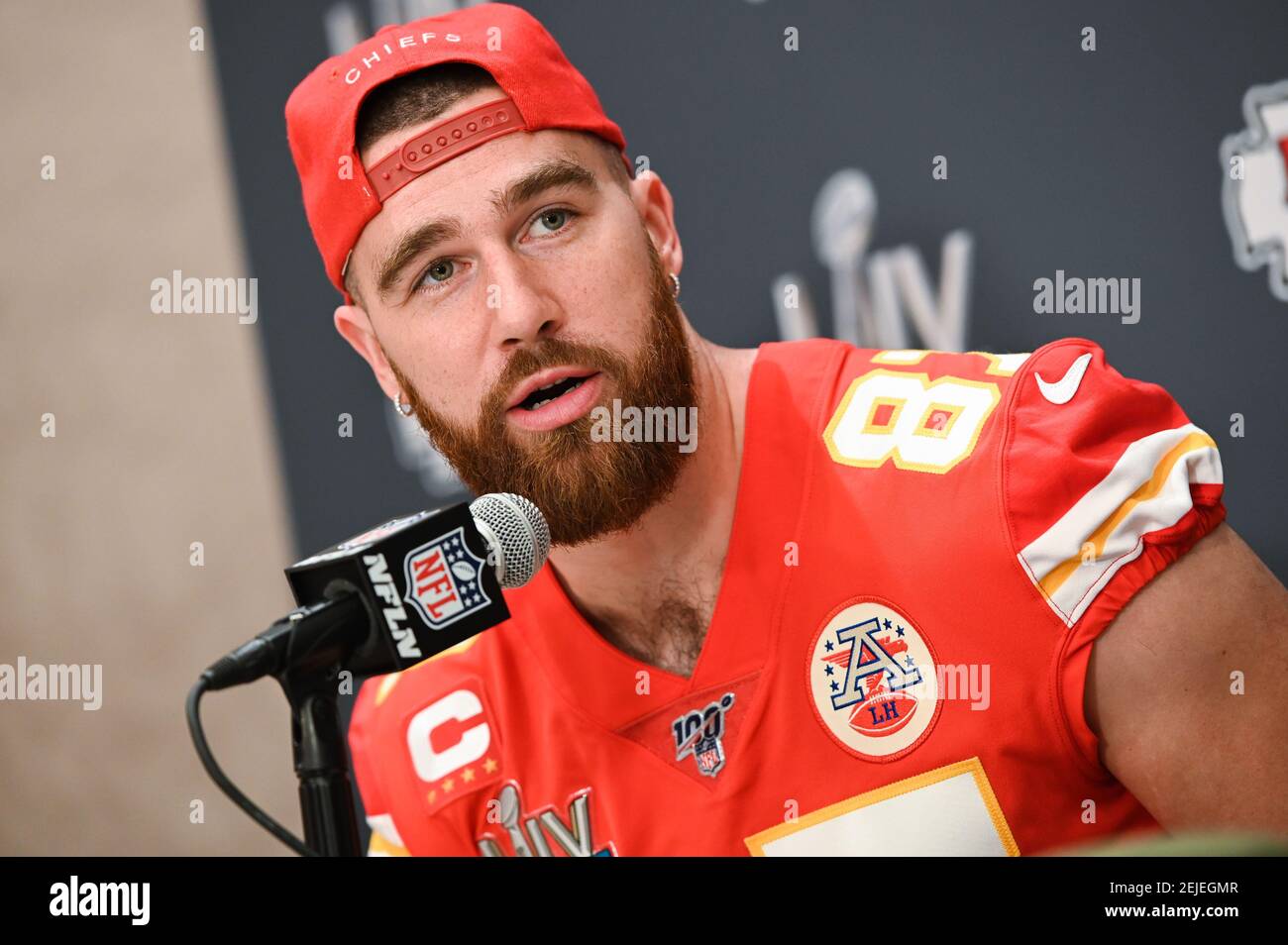 Kansas City Chiefs tight end Travis Kelce during the Super Bowl LIV ...