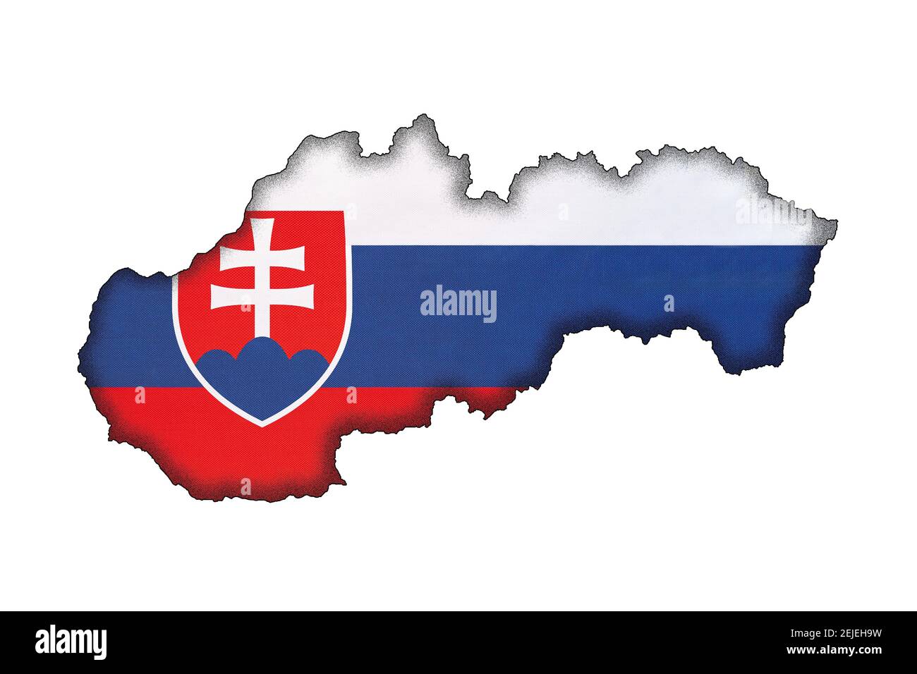 Slovakia border silhouette with national flag isolated on white ...