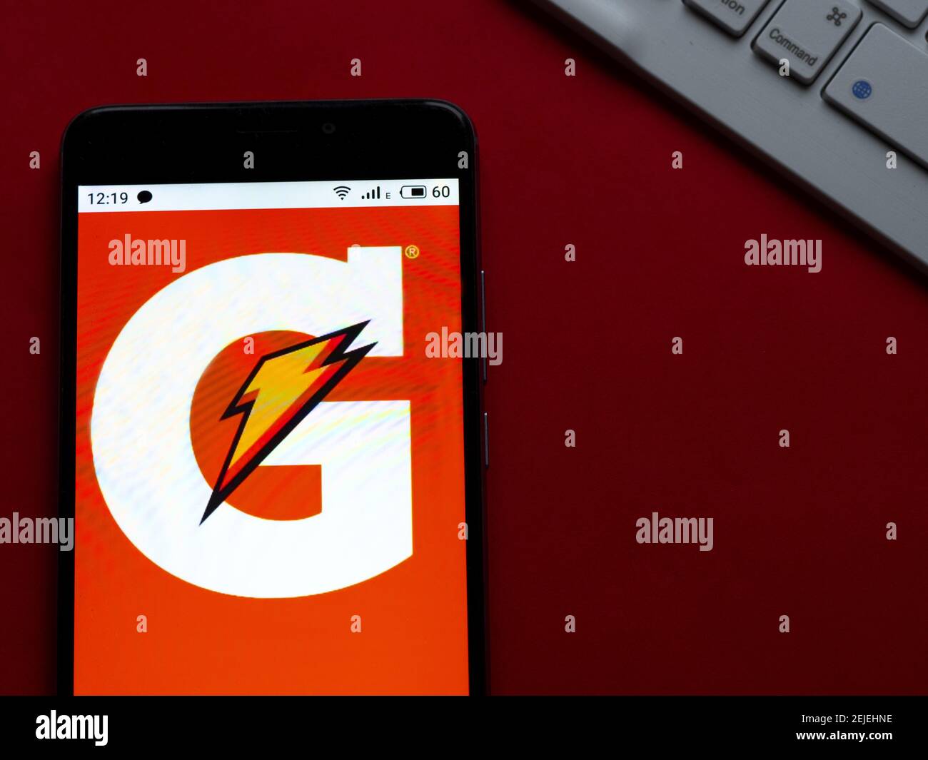 In this photo illustration a Gatorade logo seen displayed on a ...