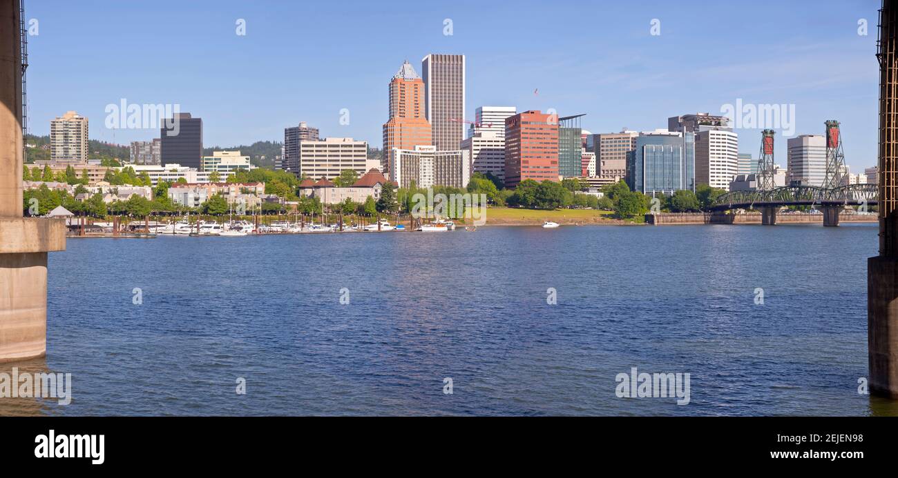 Skyscrapers at the waterfront, Portland, Multnomah County, Oregon, USA ...