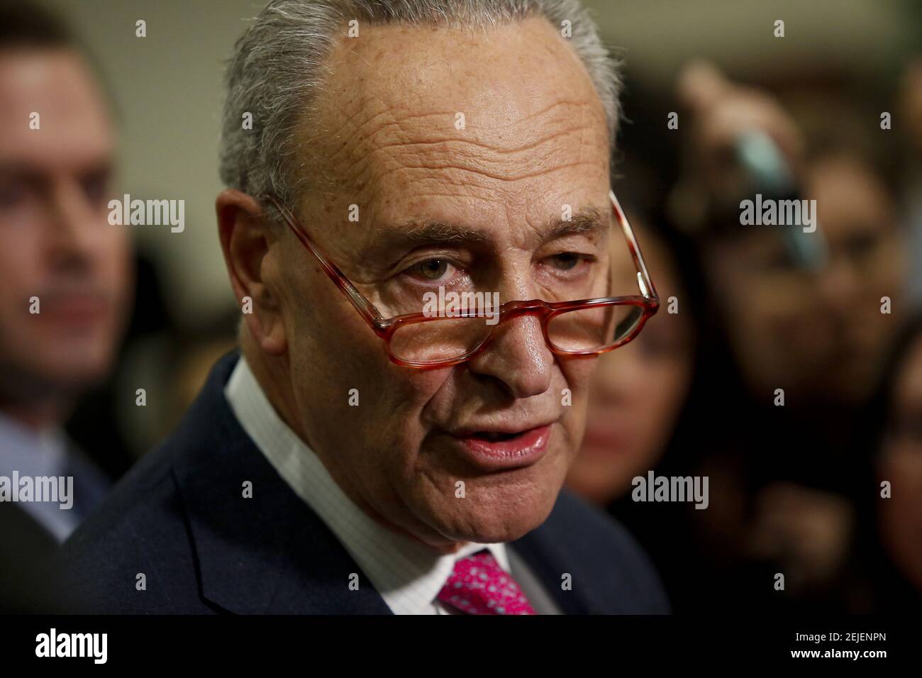 Senate Minority Leader Chuck Schumer, a Democrat from New York, talks ...