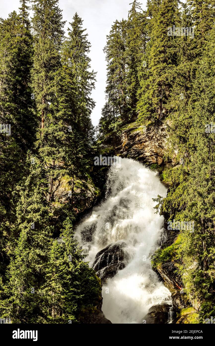 Vertical shot of the Kumrat valley waterfall in Pakistan Stock Photo ...