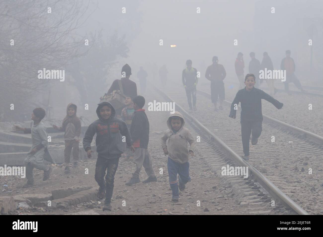 A view of the fog engulfs the provincial capital city after the heavy ...