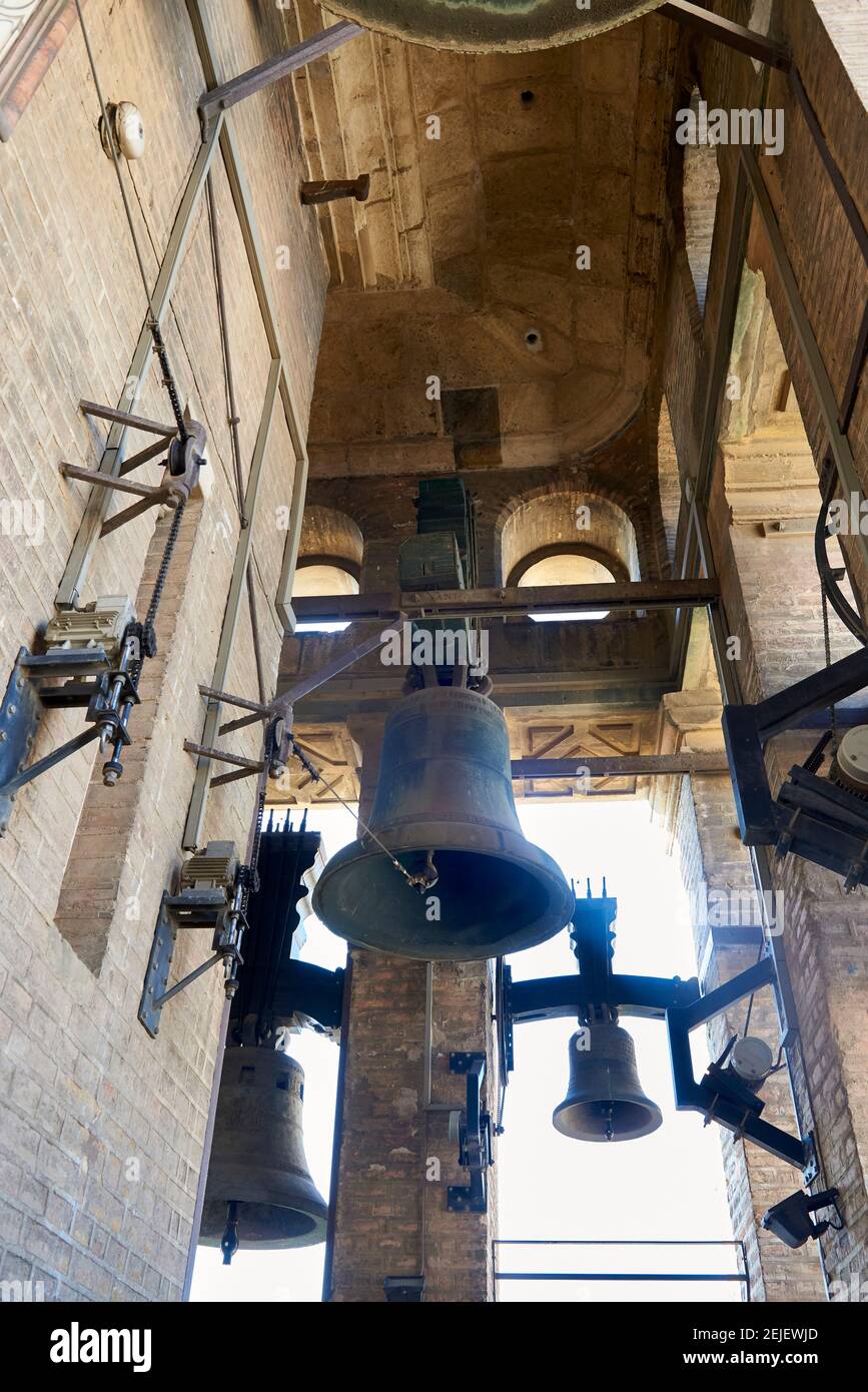 View of the Bells from interior of towerbell Stock Photo - Alamy