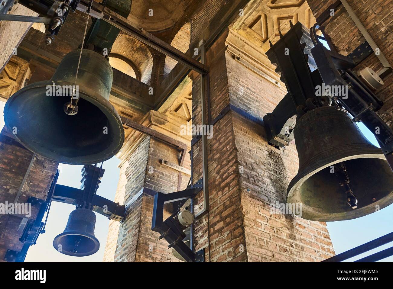 View of the Bells from interior of towerbell Stock Photo - Alamy