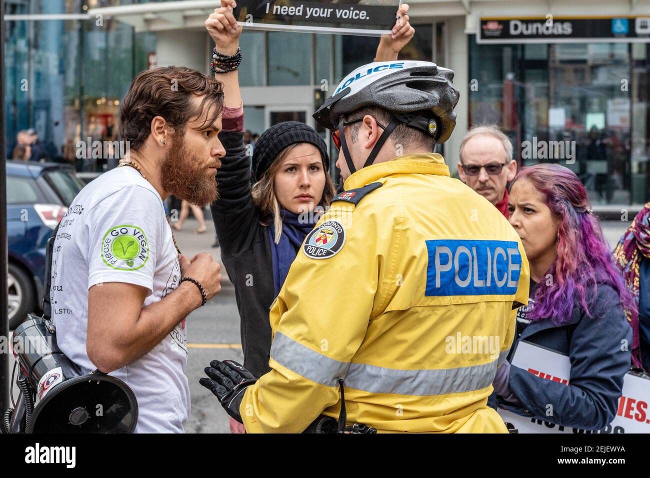 Vegan protest at the Toronto Ribfest, Canada, May 27, 2017 Stock Photo ...