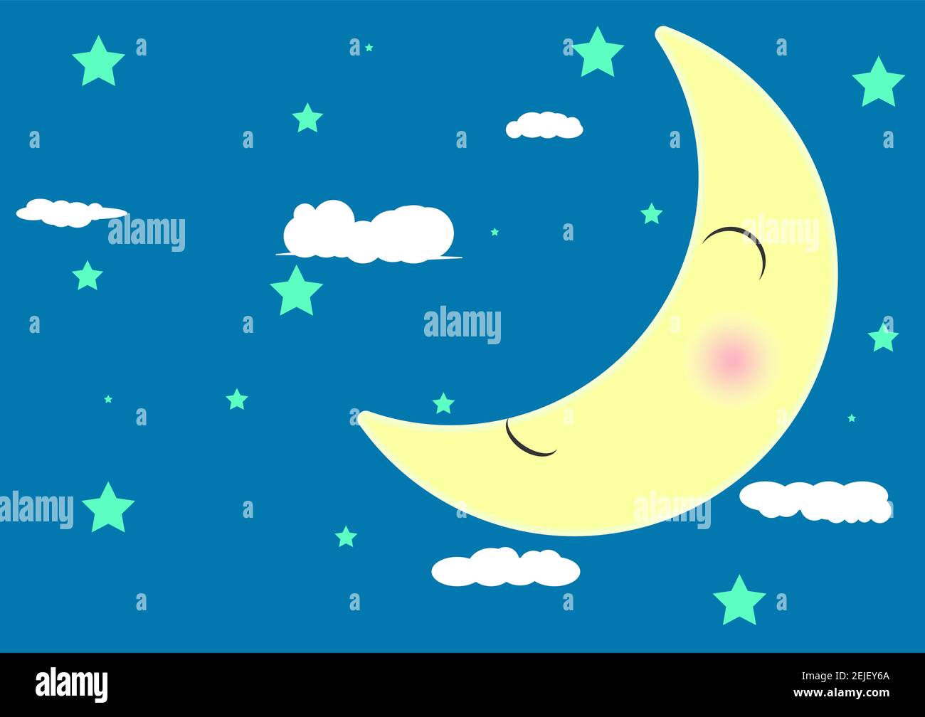 moon cartoon with sky and cloud vector illustration Stock Vector Image ...