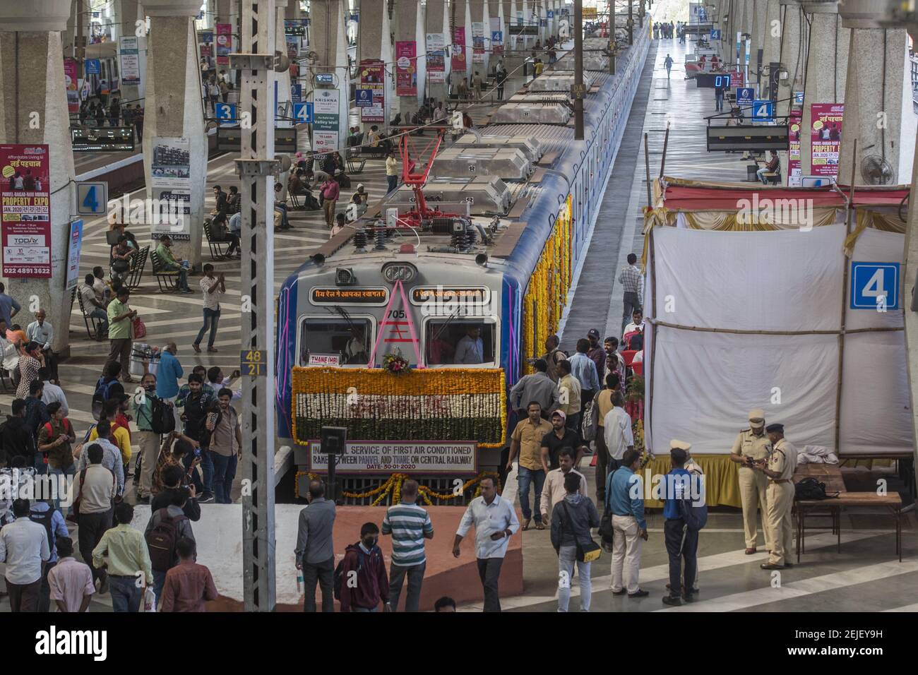 MUMBAI, INDIA - JANUARY 30: Central Railway's first air-conditioned EMU local train stands ...