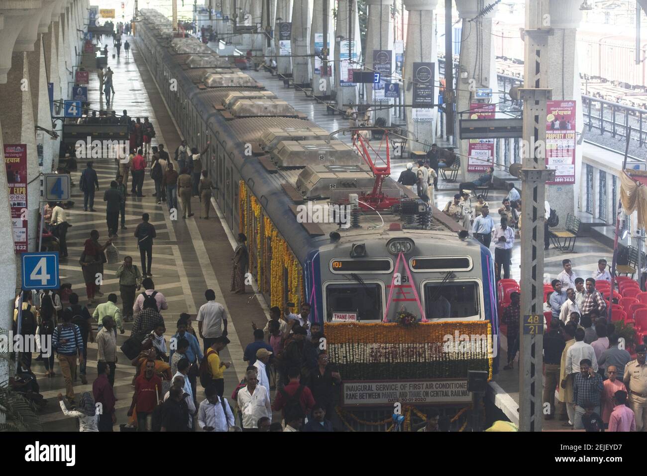 MUMBAI, INDIA - JANUARY 30: Central Railway's first air-conditioned EMU local train stands ...