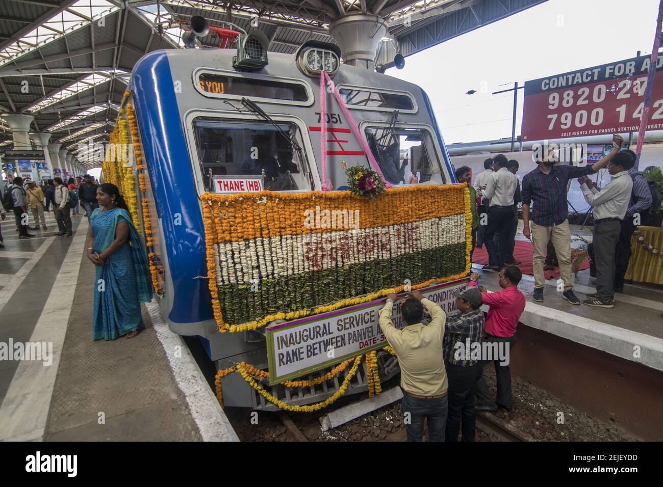 MUMBAI, INDIA - JANUARY 30: Central Railway's first air-conditioned EMU local train stands ...