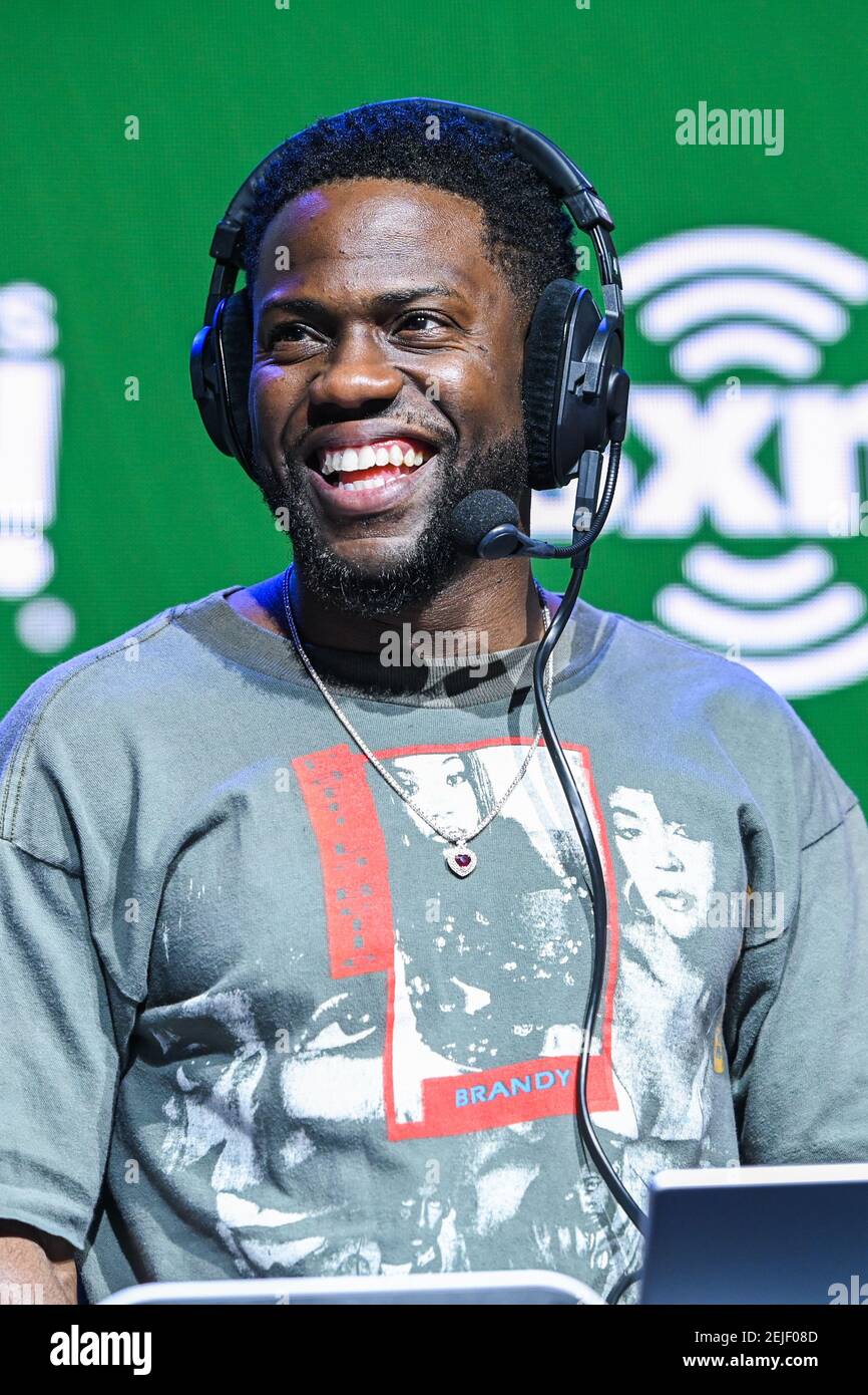 Kevin Hart attending SiriusXM radio row for Super Bowl LIV held at the ...
