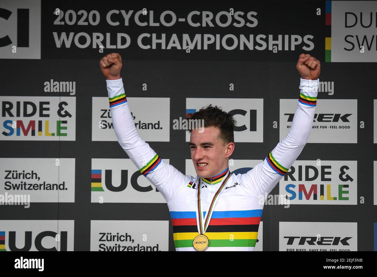 Dutch Ryan Kamp , winner of the gold medal celebrates on the podium ...