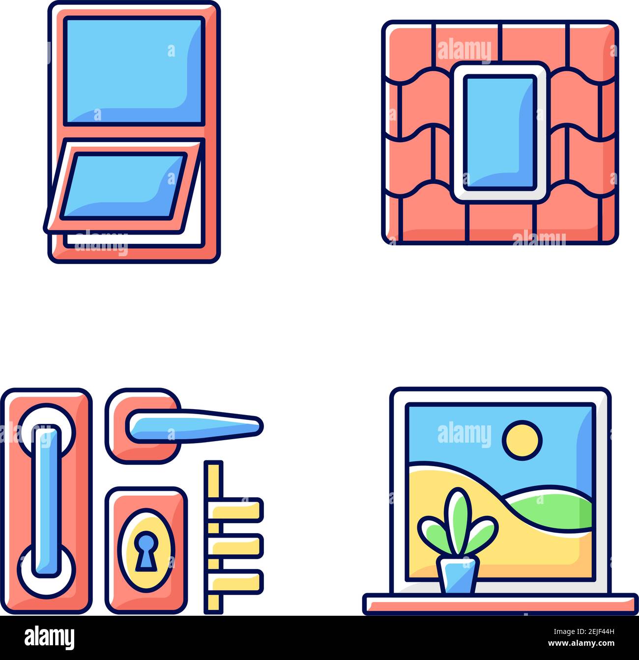 Windows replacement service RGB color icons set Stock Vector Image ...