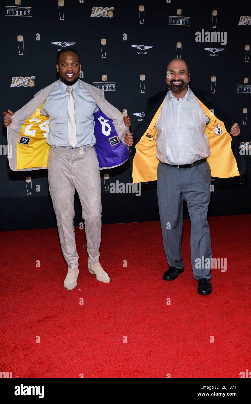 MIAMI, FL - FEBRUARY 1: Derrick Henry and Franco Harris attend the 2020 ...