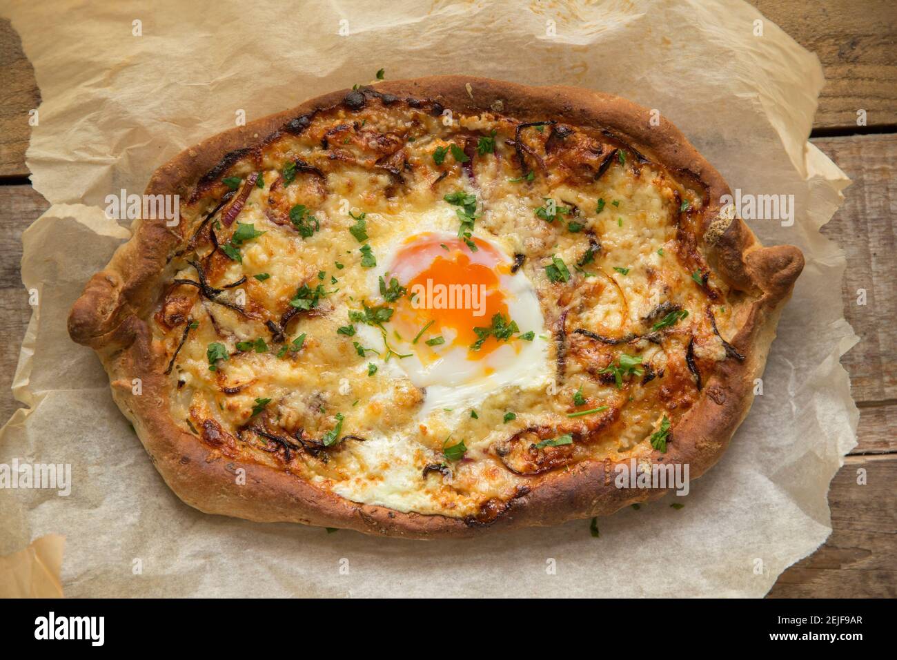 An example of homemade Georgian cheese bread, a dish from the country ...