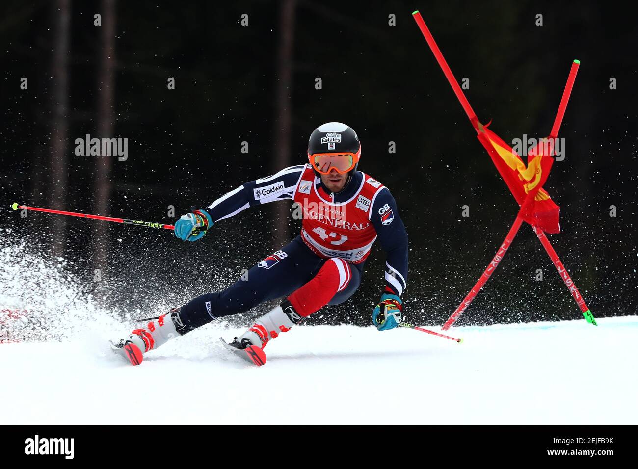 Charlie Raposo of Great Britain races down the course during the Audi ...