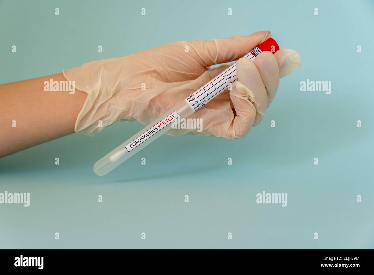 PCR test for Coronavirus COVID-19 in doctor's hands, taking swabs Stock ...