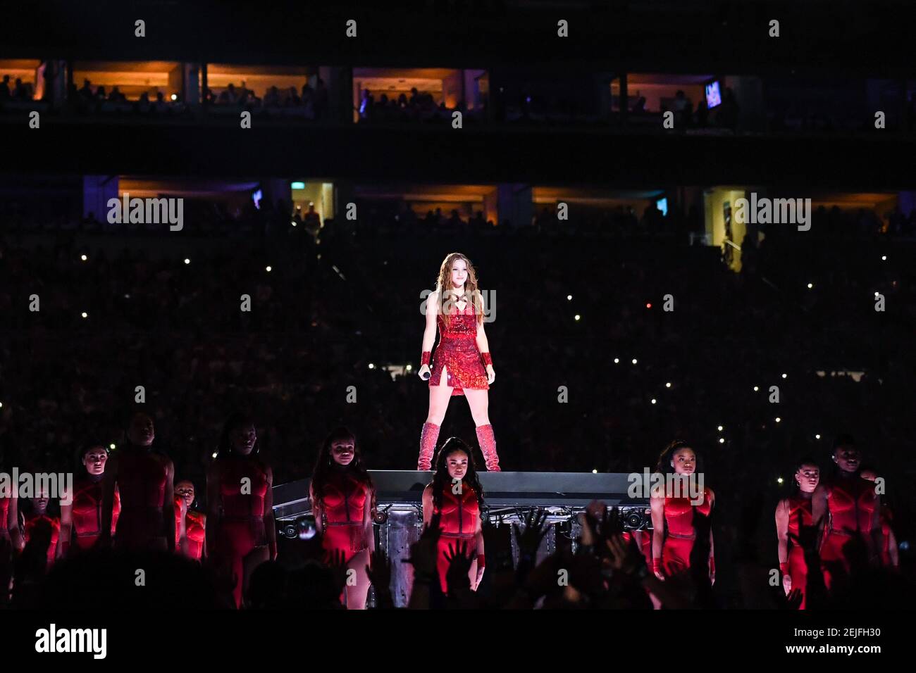 Shakira performs during the Pepsi Halftime Show during Super Bowl LIV ...