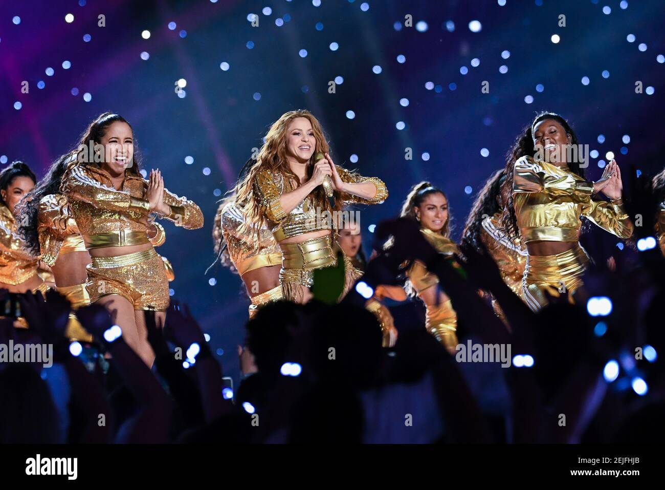 Shakira performs during the Pepsi Halftime Show during Super Bowl LIV ...