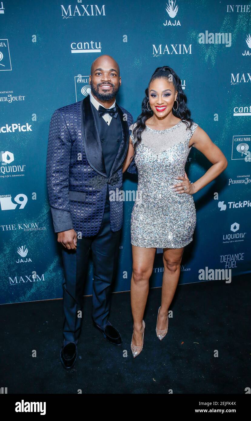 Adrian and Ashley Peterson attend MAXIM's Big Game Party at the Pop Up ...