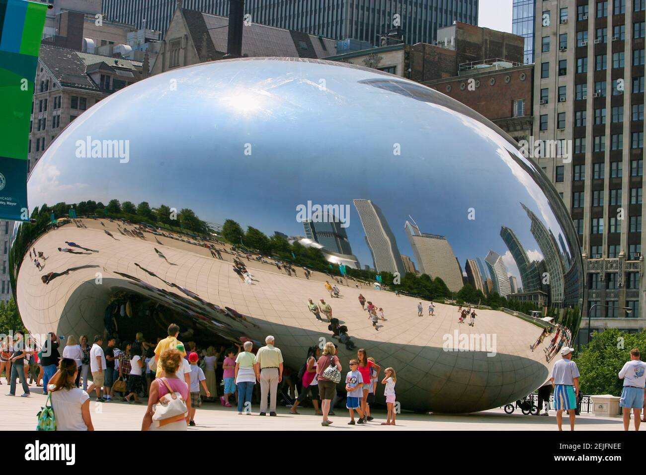 Chicago reflected in the giant dome in Millennium park Stock Photo - Alamy