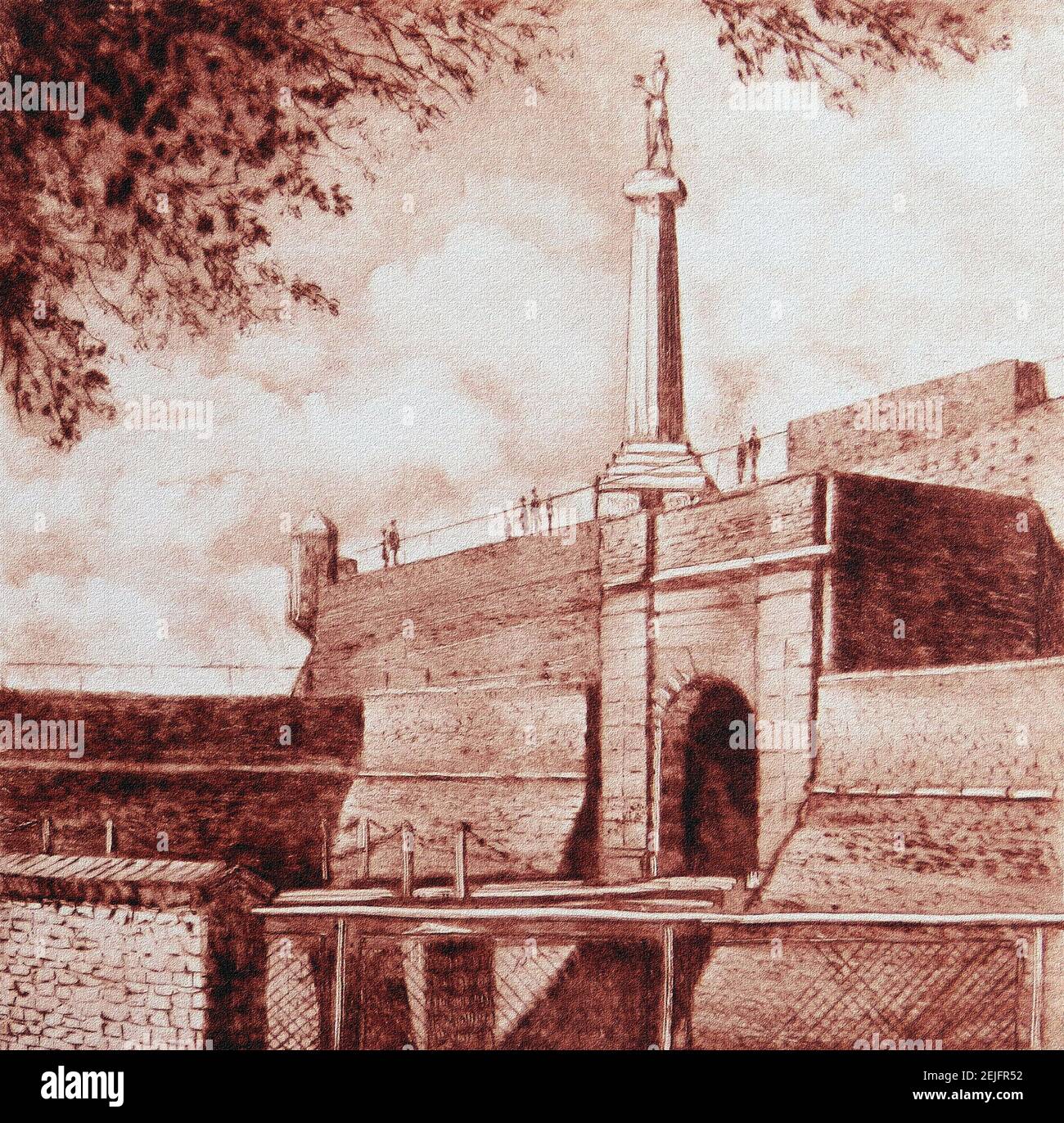 The walls of the Kalemegdan fortress and the symbol of Belgrade, the ...