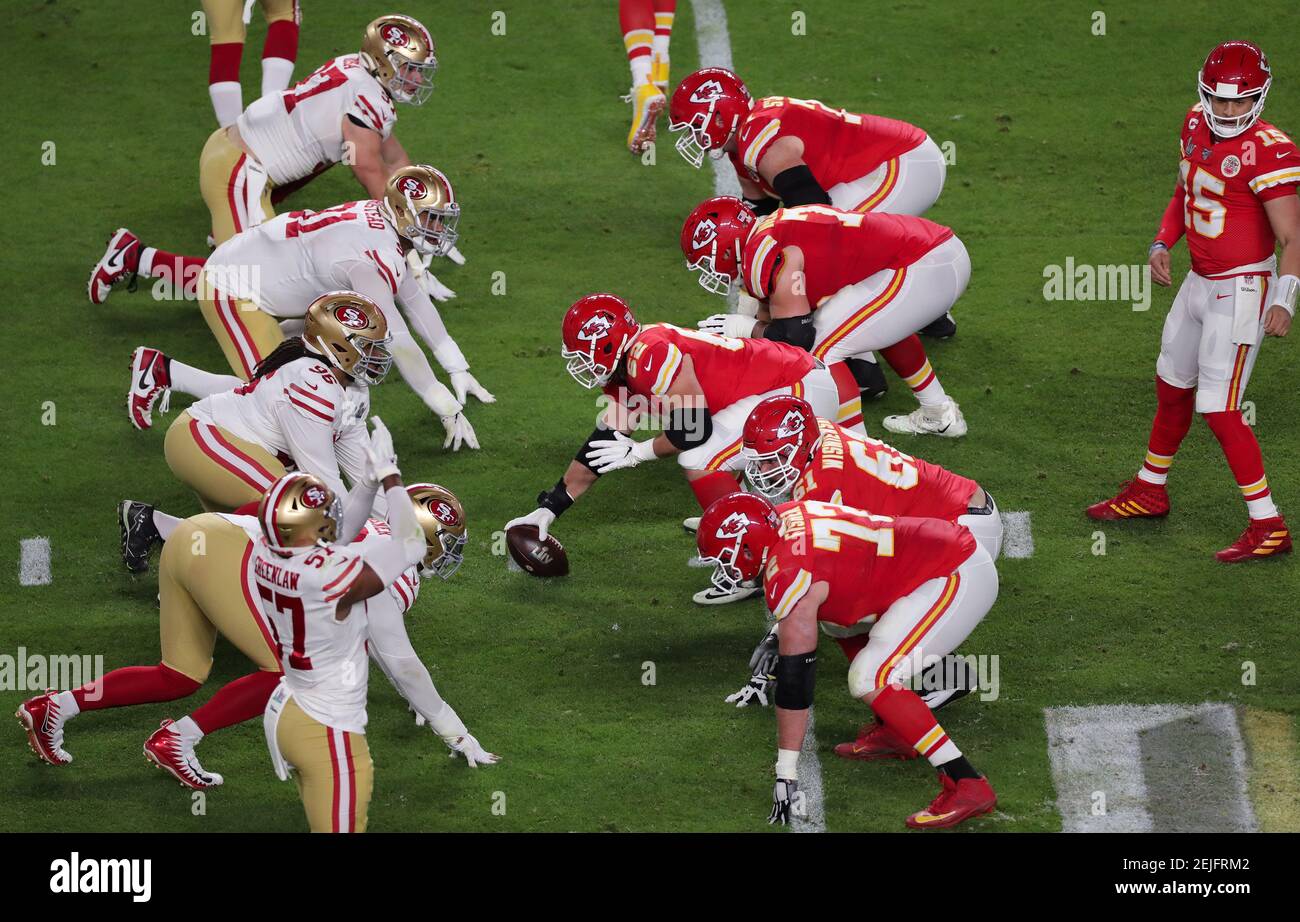 February 02, 2020: Kansas City Chiefs line up against the San Francisco ...