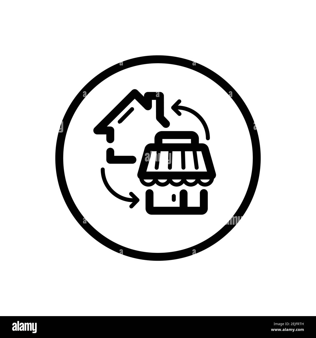 House and shop. Home shopping concept. Commerce outline icon in a ...