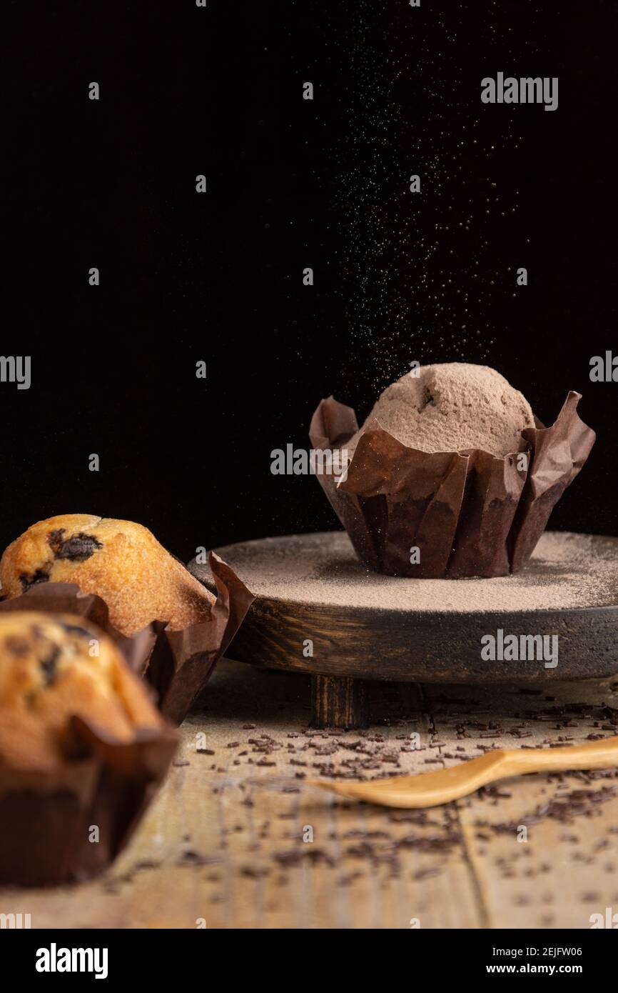 Dark chocolate chip drops falling hi-res stock photography and images ...