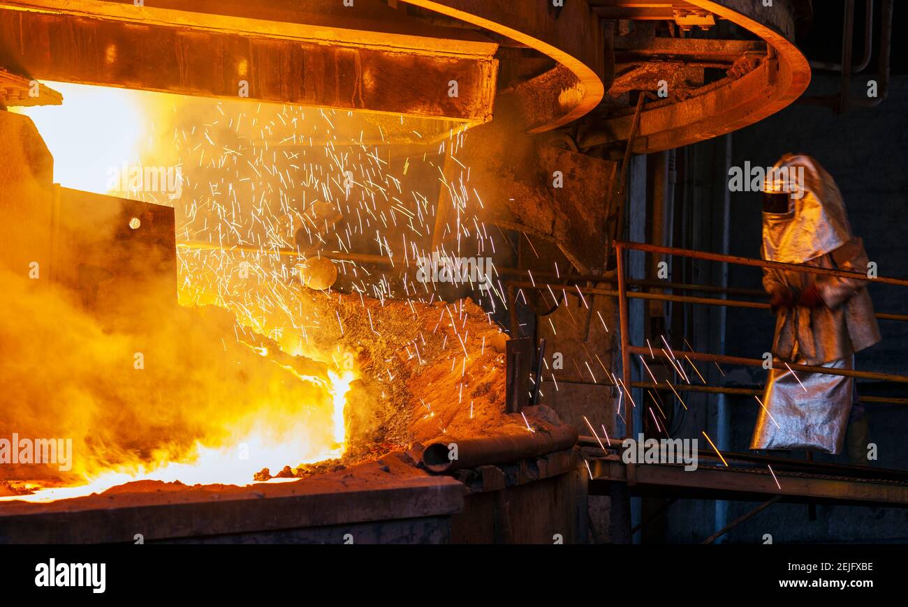 work process in metallurgical at manufacture of steel plant Stock Photo ...
