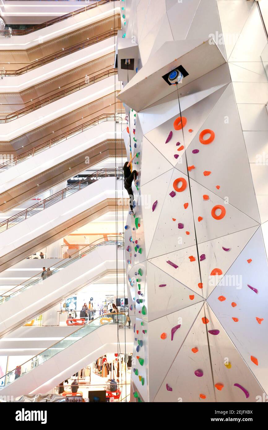 Climbers experience the worldwide highest indoor rock-climbing facility ...