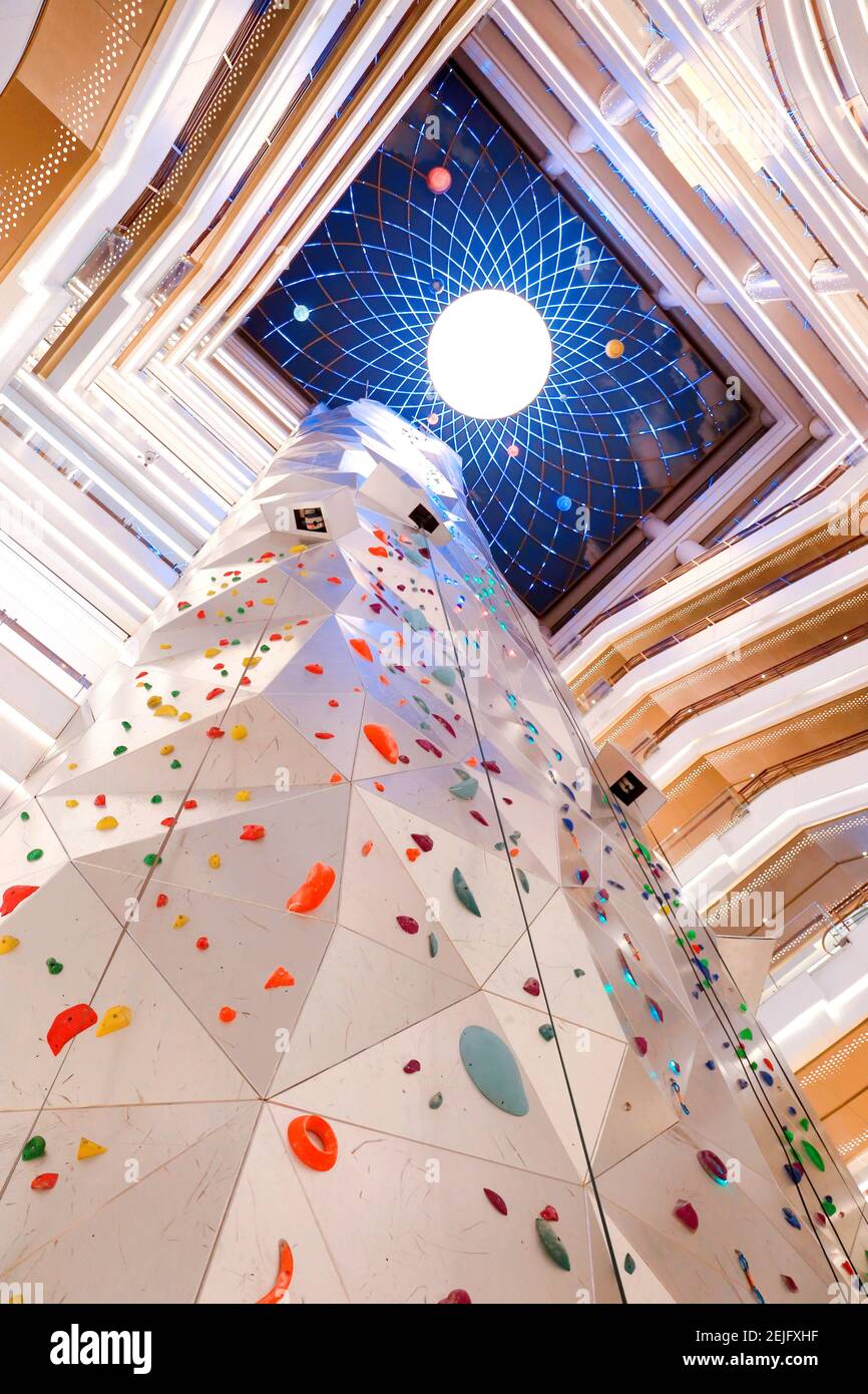Climbers experience the worldwide highest indoor rock-climbing facility ...