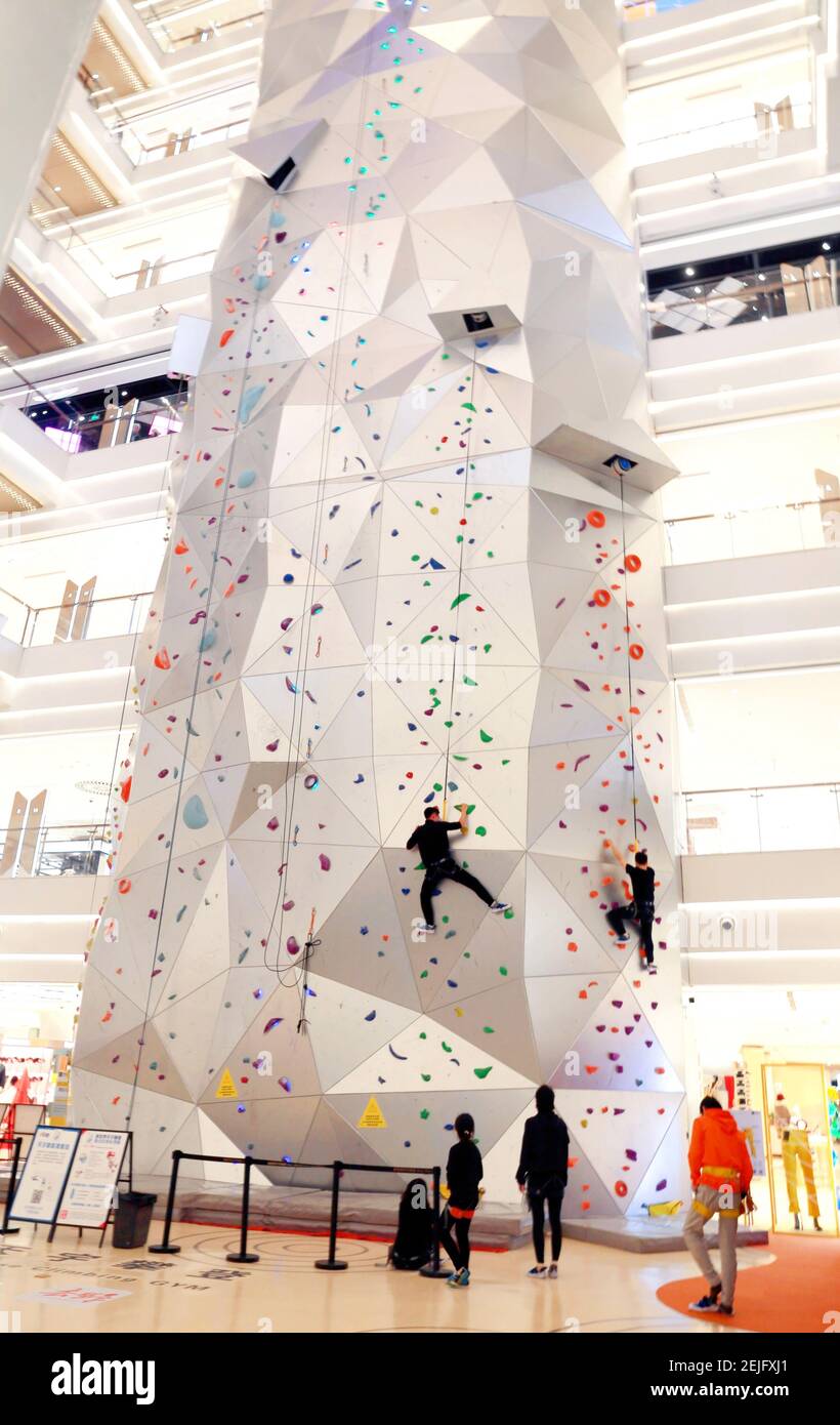 Climbers experience the worldwide highest indoor rock-climbing facility ...