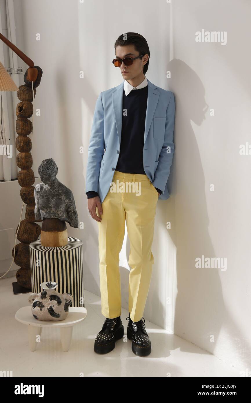 Model at the presentation for Timo Weiland fashion show during Fall ...