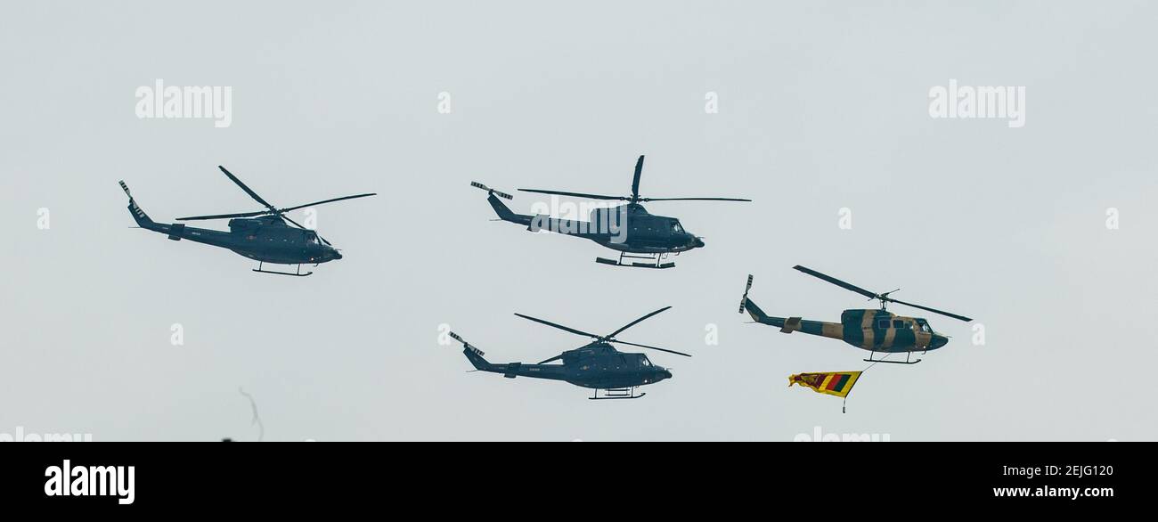 Sri Lanka Air Force Bell 212 Helicopters flyover Colombo to mark the ...